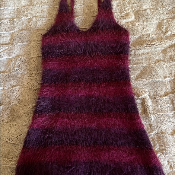 Savage X Fenty | Dresses | Fuzzy Striped Dress In Purple And Burgundy ...